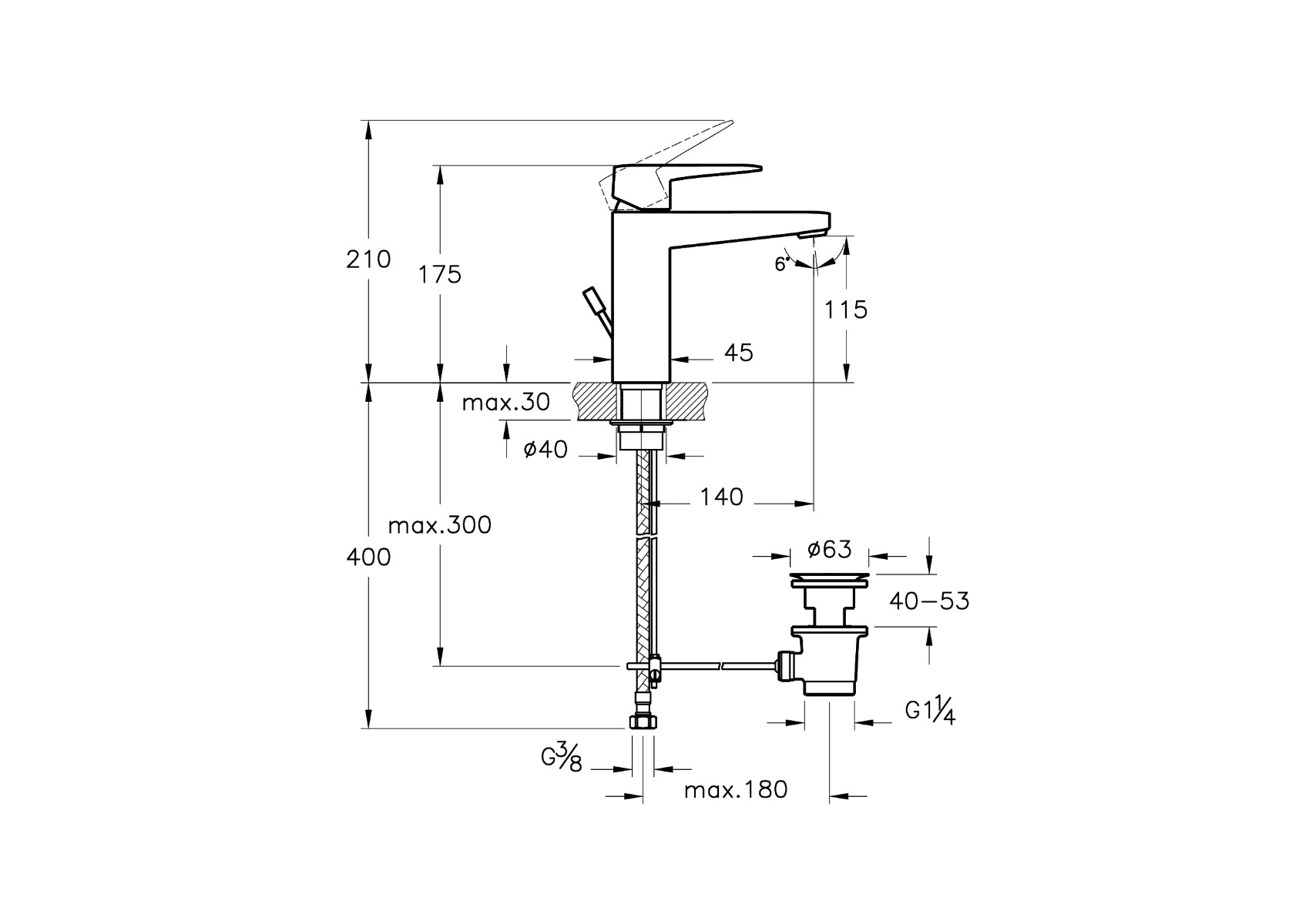 Root Square Basin Mixer with pop-up Gold, Basin mixer with pop-up ...