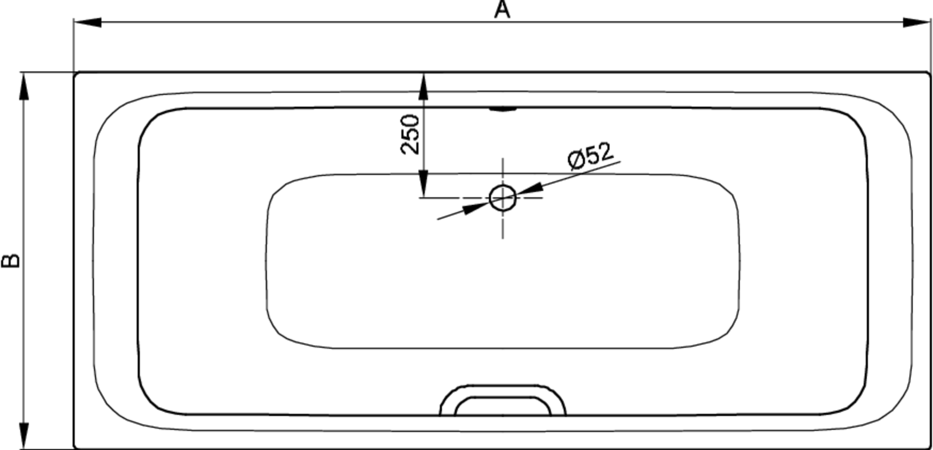 Bette Select Duo rectangular bath, built-in white, with BetteGlaze Plus ...
