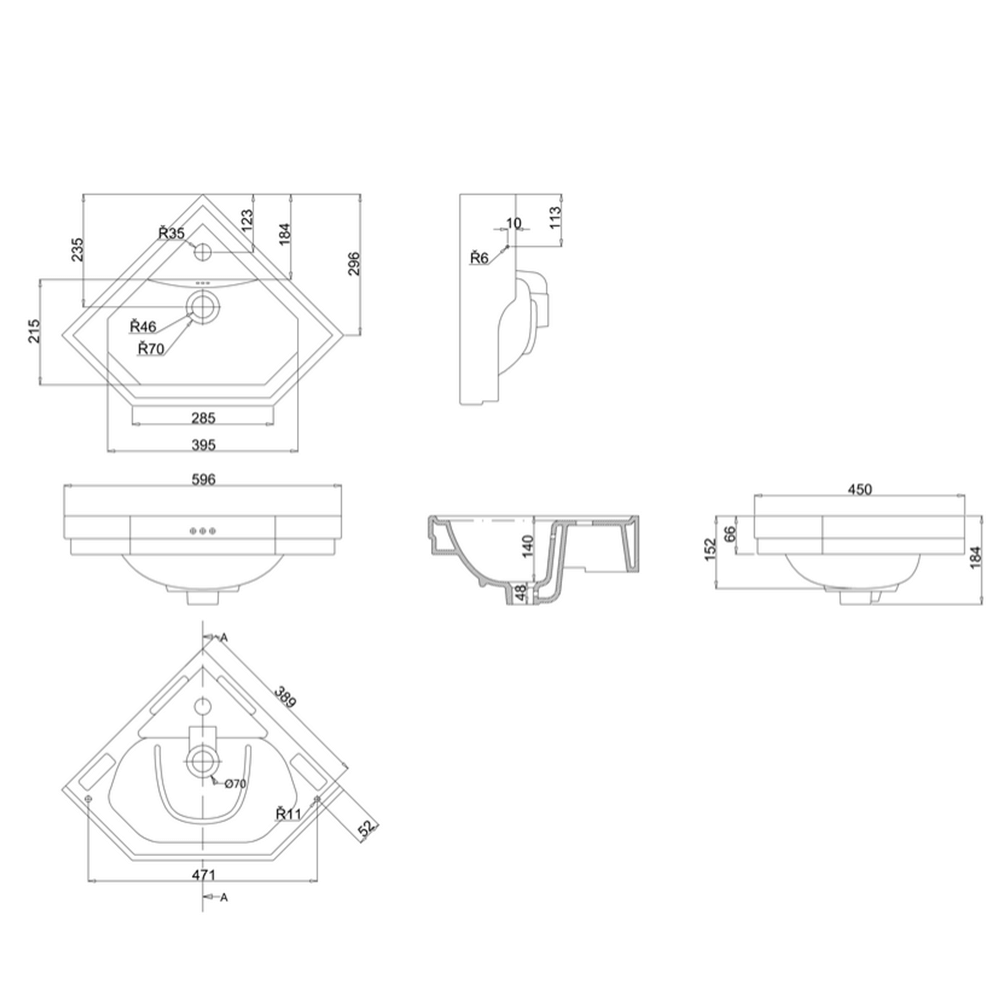 Corner 600mm Cloakroom BasinCloakroom Basins