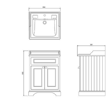 Freestanding 650 Vanity Unit & Classic 650 Basin for Standard Waste ...