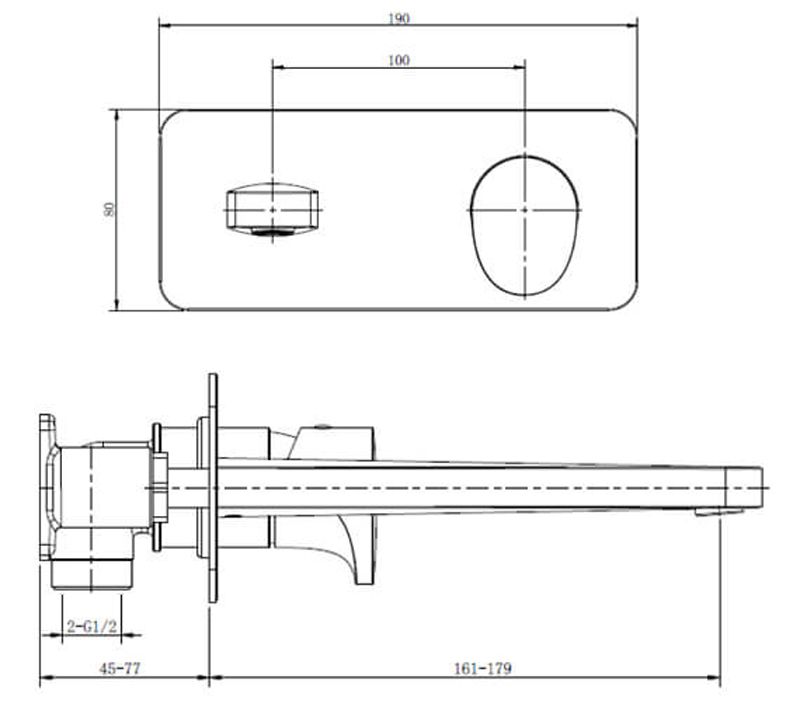 RAK-Positano Wall Mounted Basin Mixer with Back Plate in Matt ...